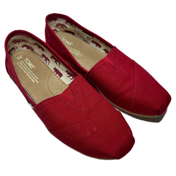 Toms | Shoes | Toms Womens Cherry Red Alpargata Style Canvas Slipper ...